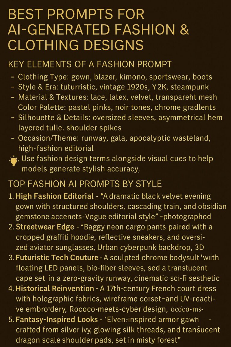 Best Prompts for AI-Generated Fashion & Clothing Designs - Robot Builders