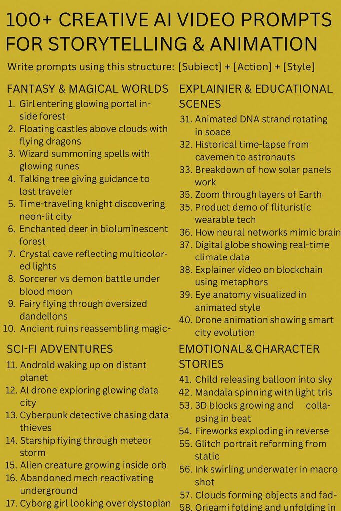100+ Creative AI Video Prompts for Storytelling & Animation - Robot ...