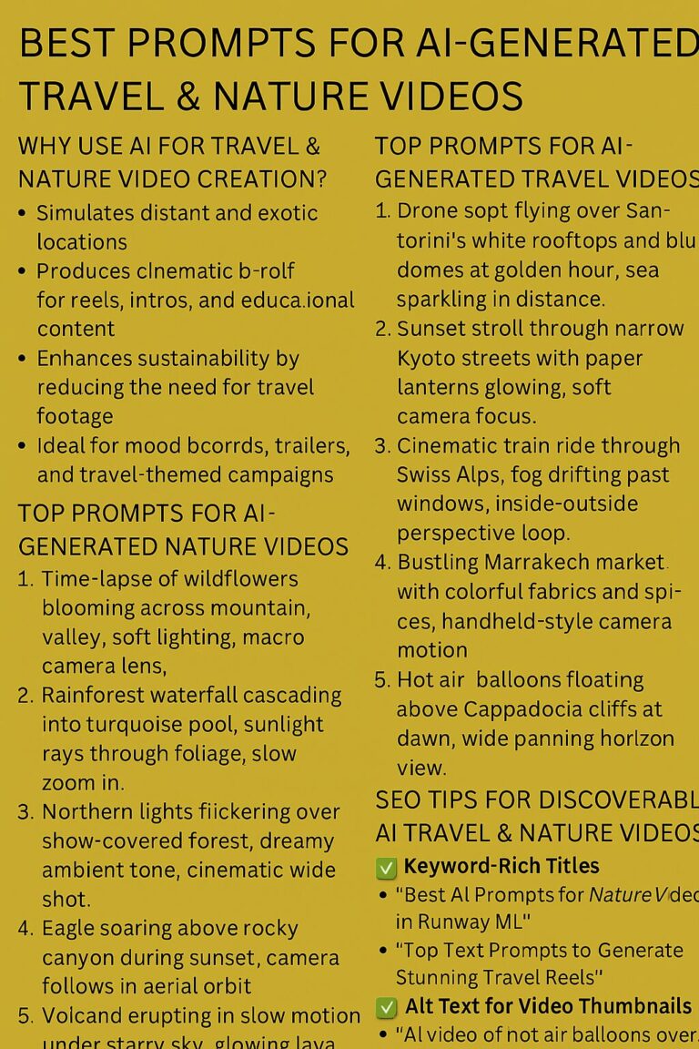 Best Prompts for AI-Generated Travel & Nature Videos: Inspire ...