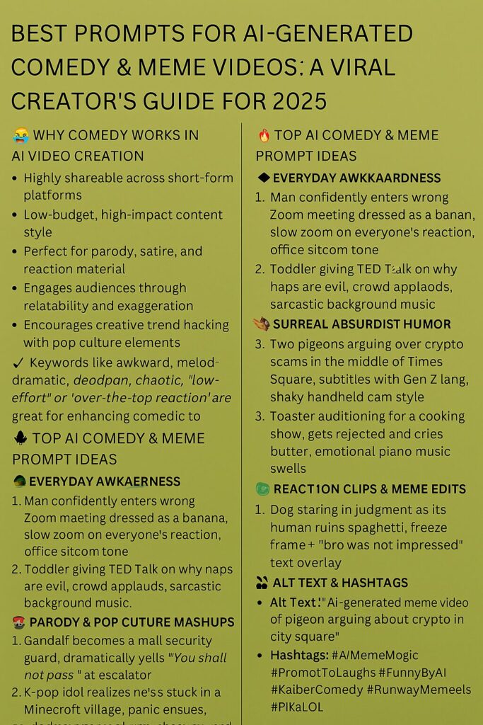 Best Prompts for AI-Generated Comedy & Meme Videos: A Viral Creator’s ...