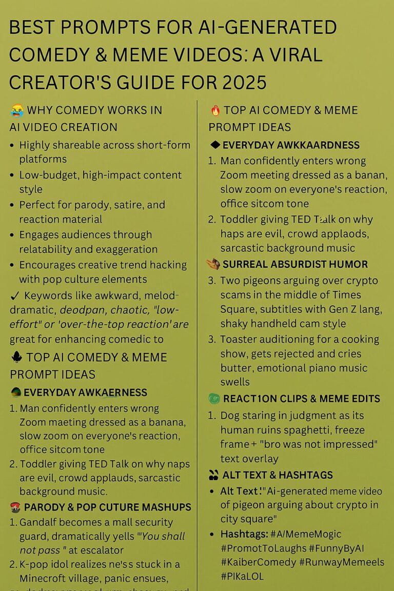 Best Prompts for AI-Generated Comedy & Meme Videos: A Viral Creator’s Guide for 2025 - Robot ...